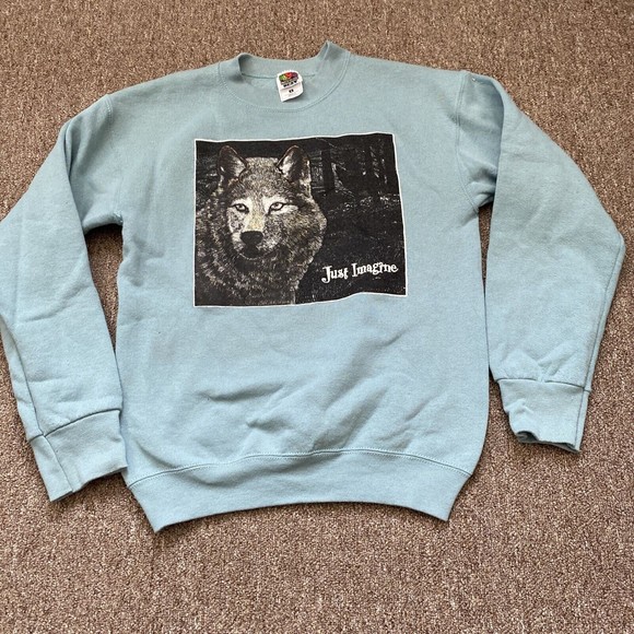 Vintage | Sweaters | Vintage 9s Wolf Wildlife Sweatshirt Crewneck Small ...